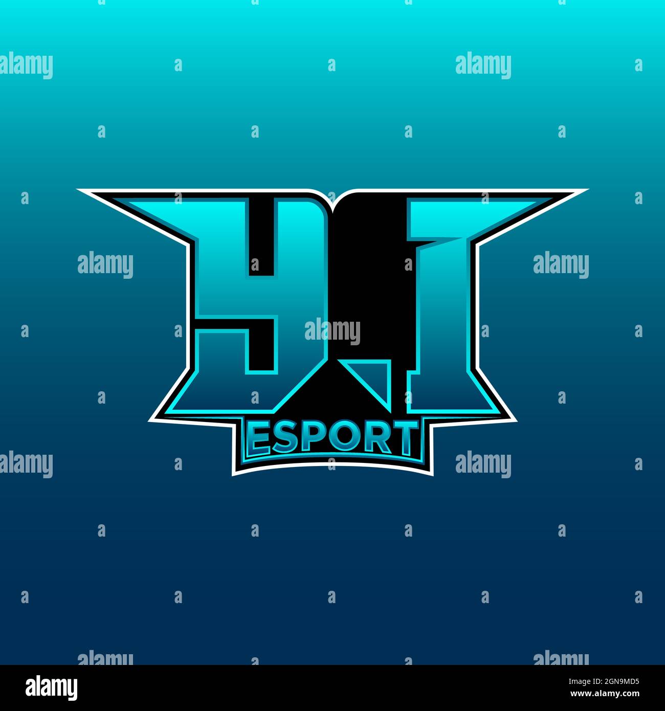 YI Logo ESport Gaming Initial with Blue Light Color design vector ...