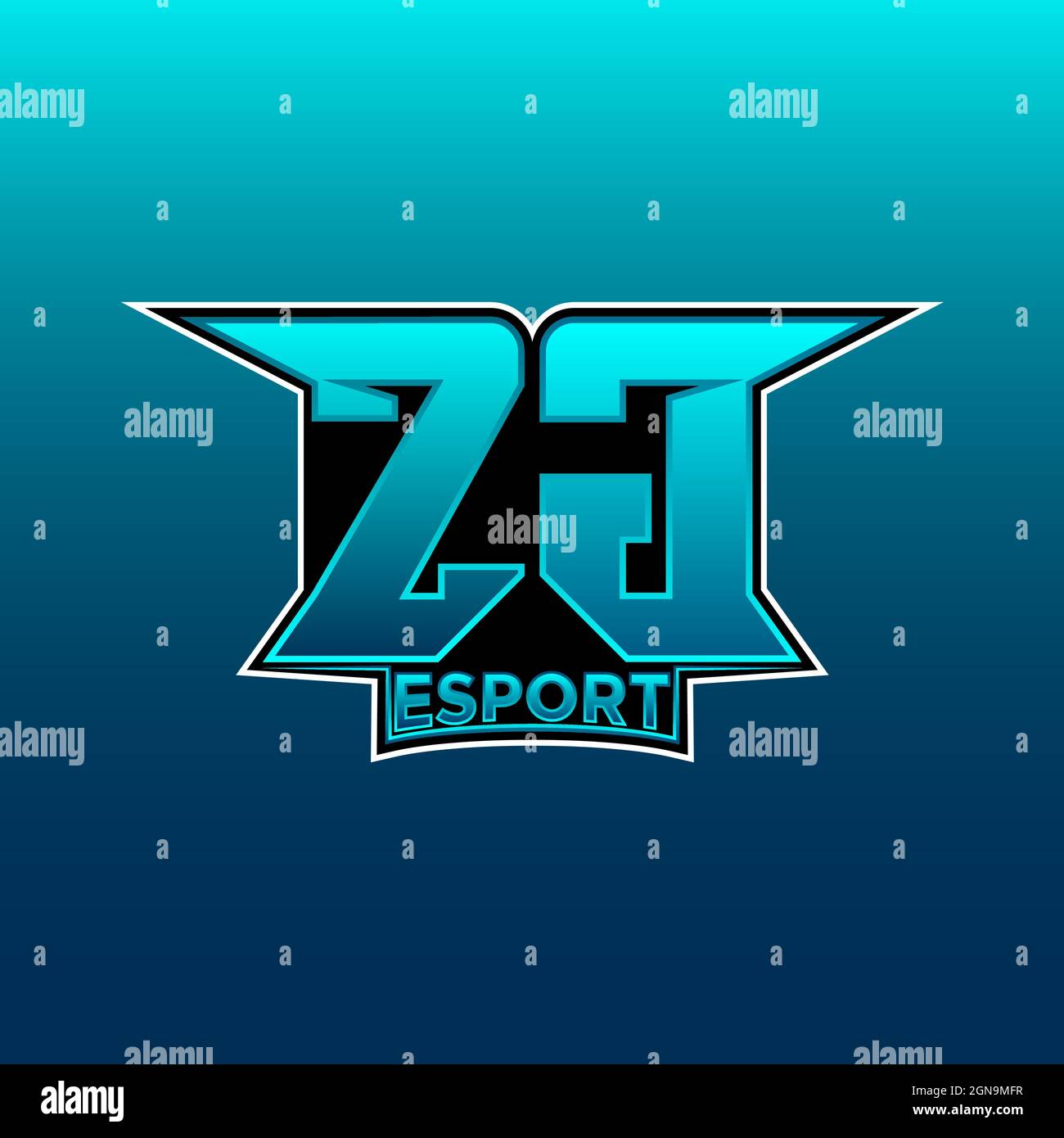 ZG Logo ESport Gaming Initial with Blue Light Color design vector template Stock Vector Image ...