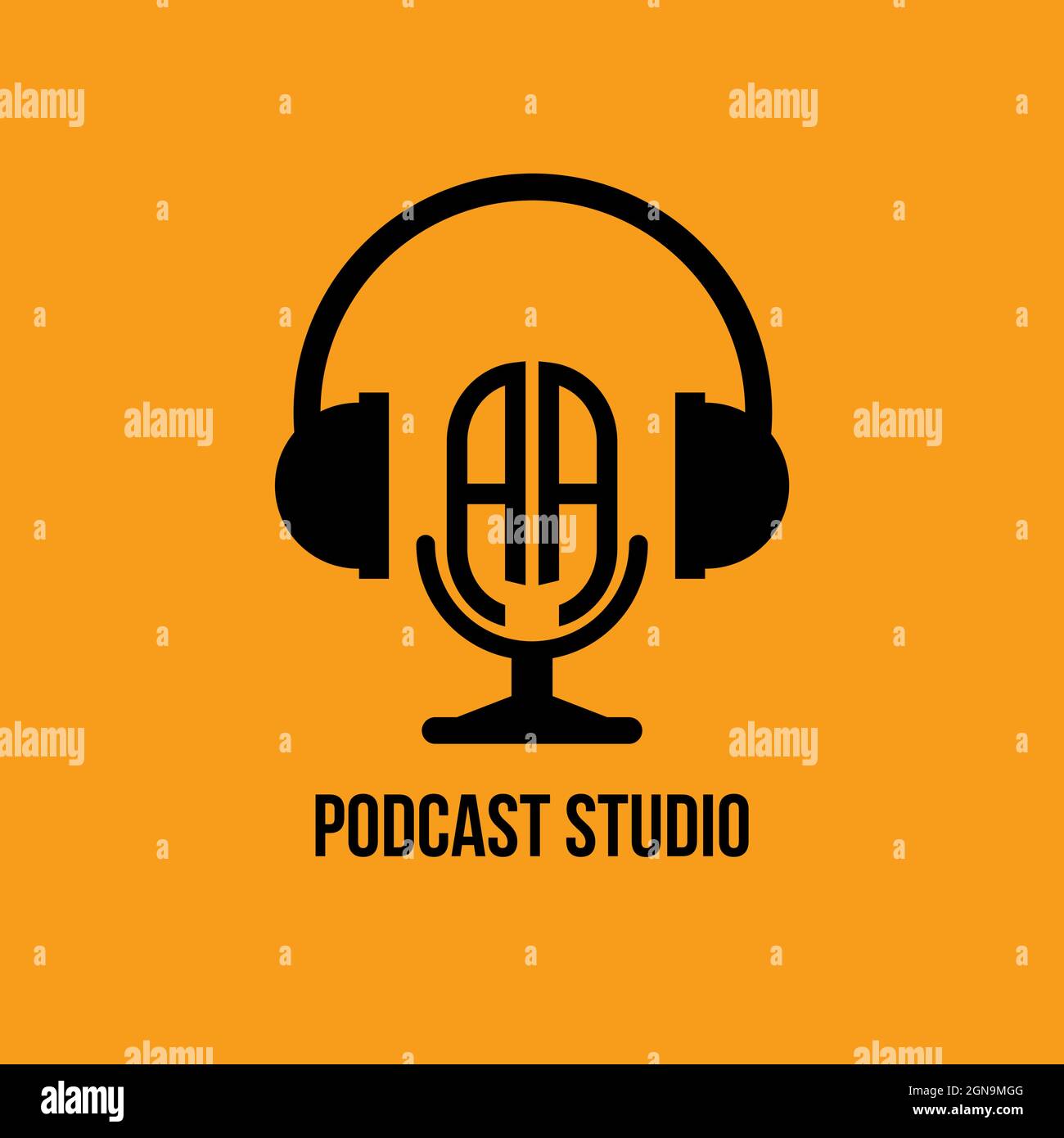 AA Monogram Logo Letter Headphone and Microphone shape style vector ...