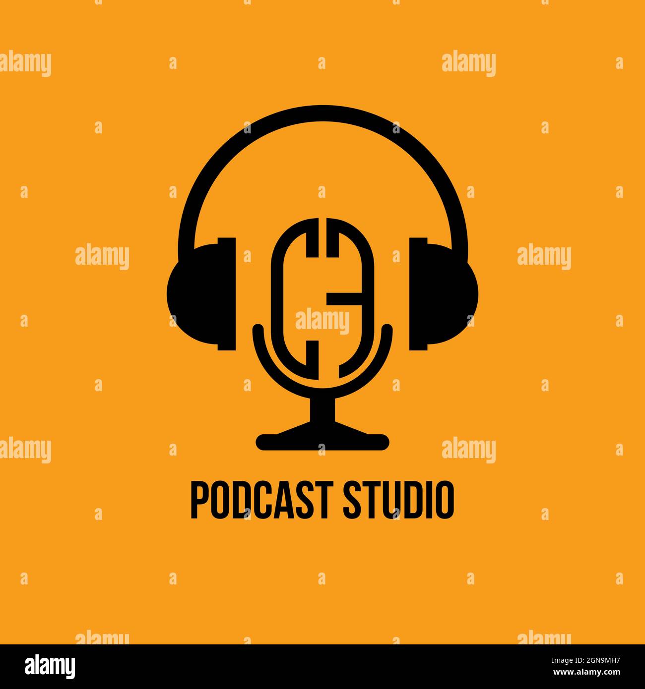 CF Monogram Logo Letter Headphone and Microphone shape style vector ...