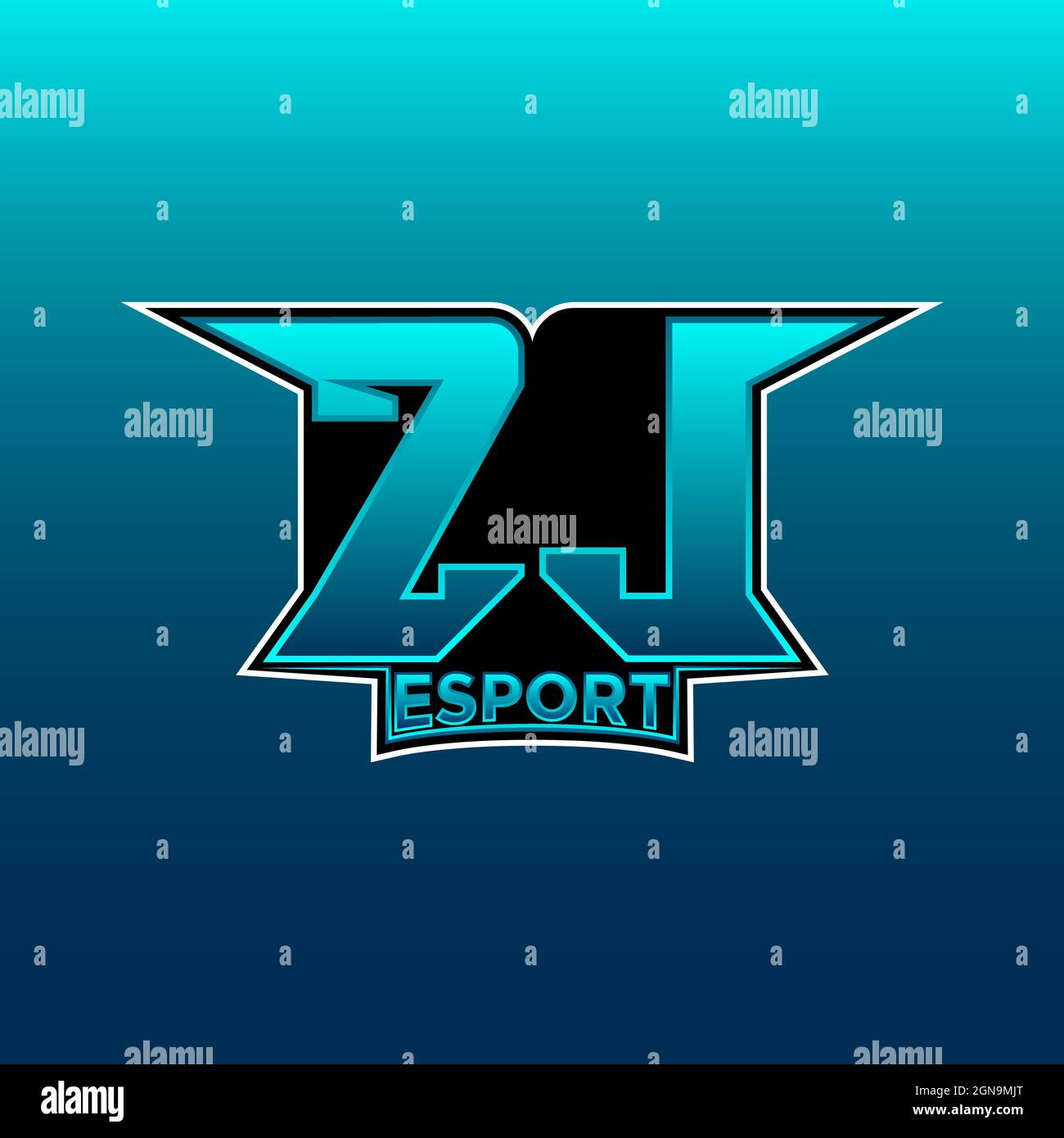 ZL Logo ESport Gaming Initial with Blue Light Color design vector ...