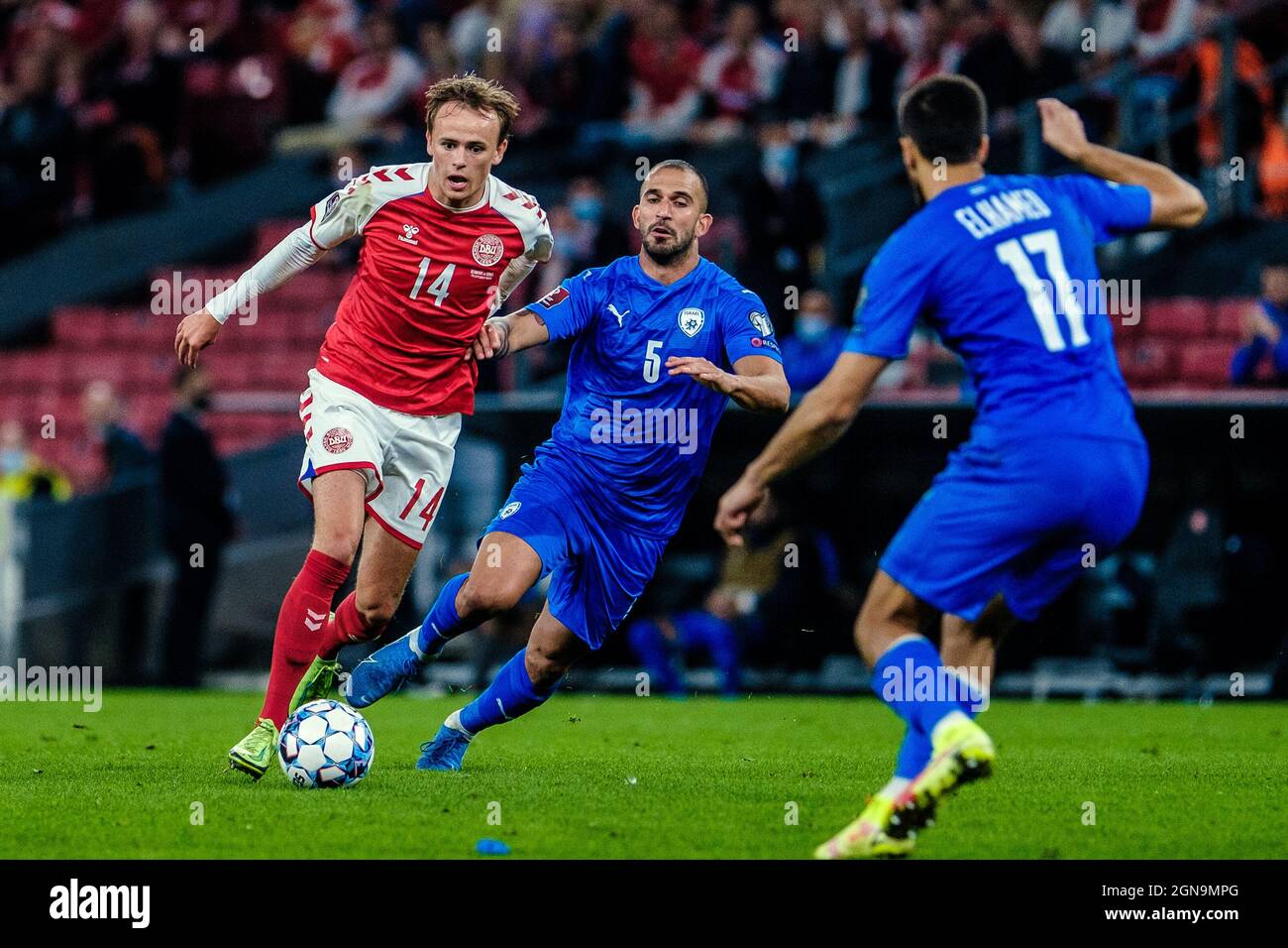 Copenhagen, Denmark. 07th, September 2021. Mikkel Damsgaard (14) of ...