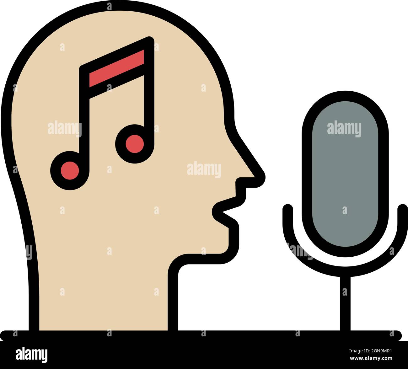 Head note microphone icon. Outline head note microphone vector icon ...
