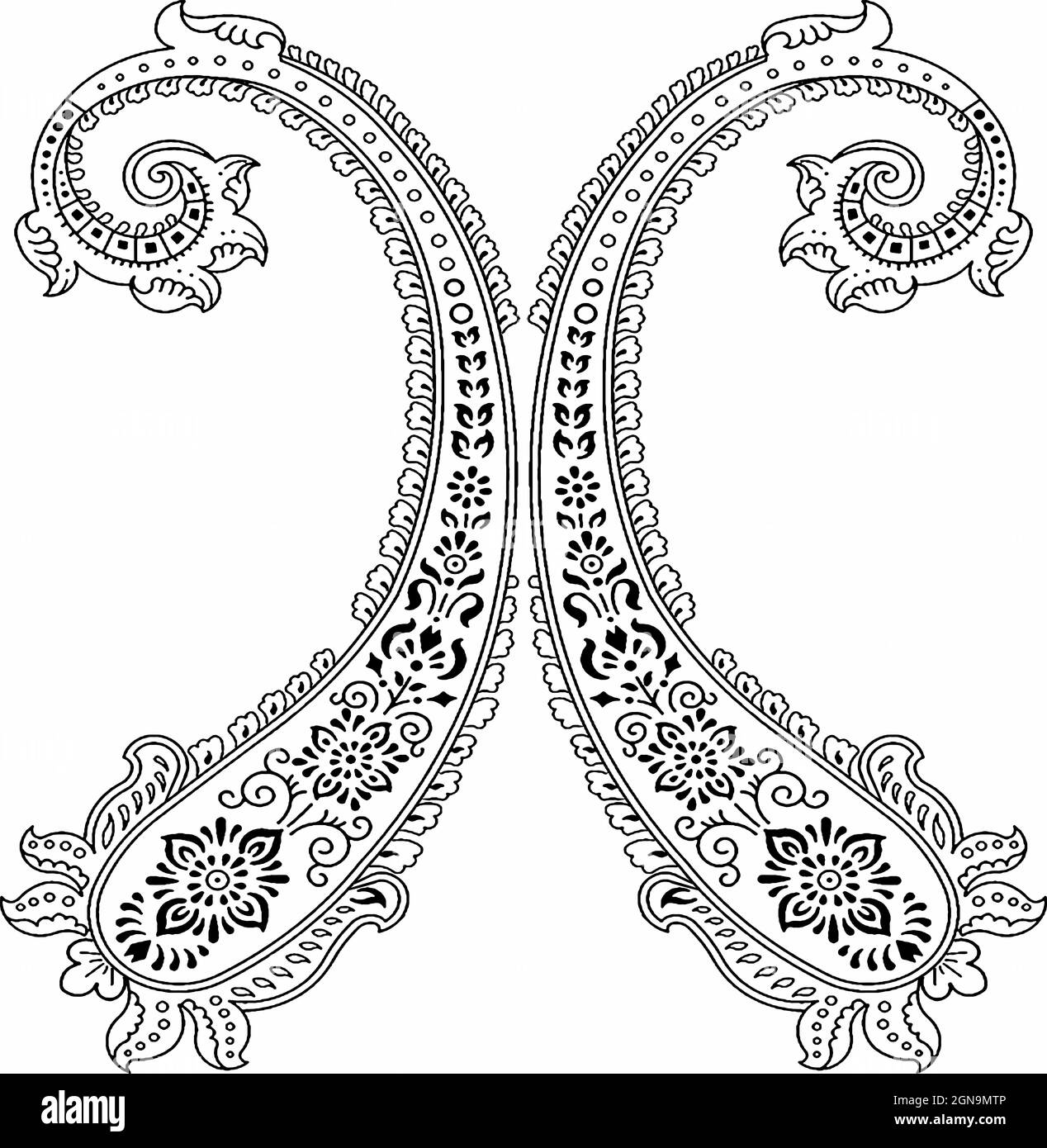 vertical floral pattern element, indian ornament Stock Image Stock ...