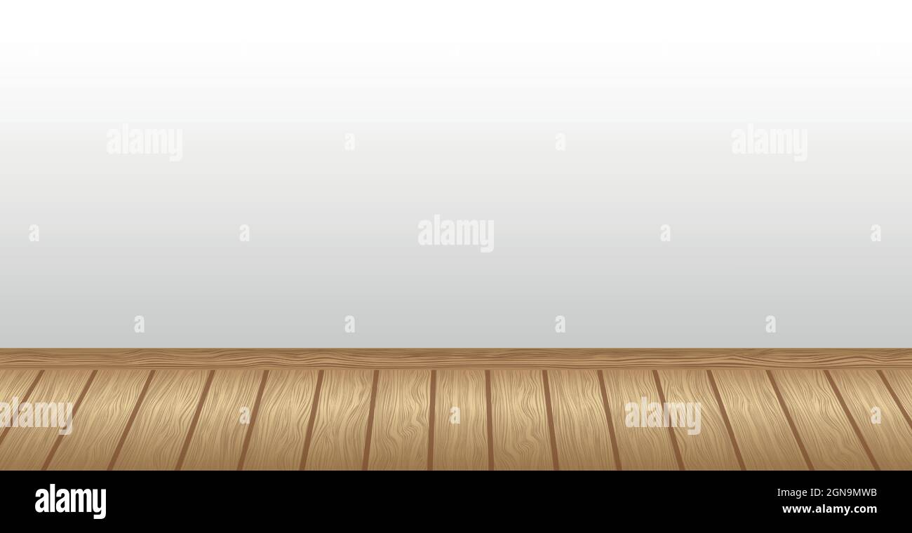 Realistic light wood floor and white wall, background for presentation ...