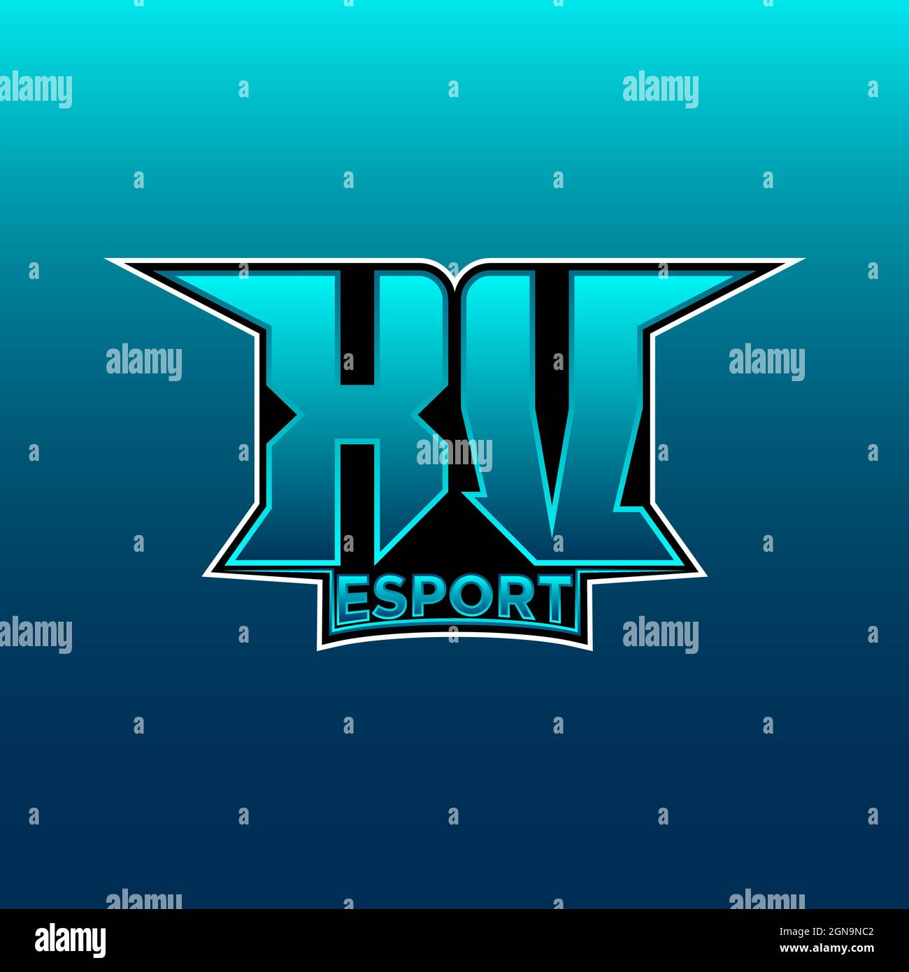 XV Logo ESport Gaming Initial with Blue Light Color design vector ...