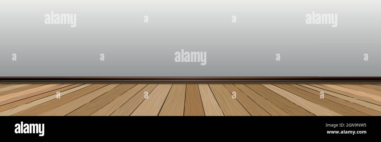 Realistic light wood floor and white wall, background for presentation ...
