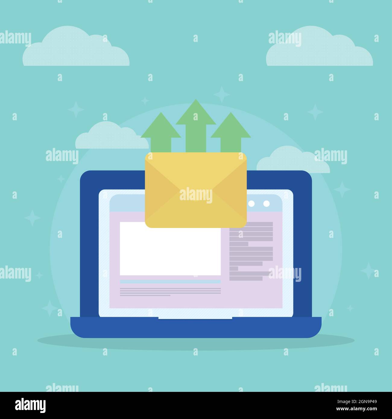 laptop computer with send mail symbol Stock Vector Image & Art - Alamy