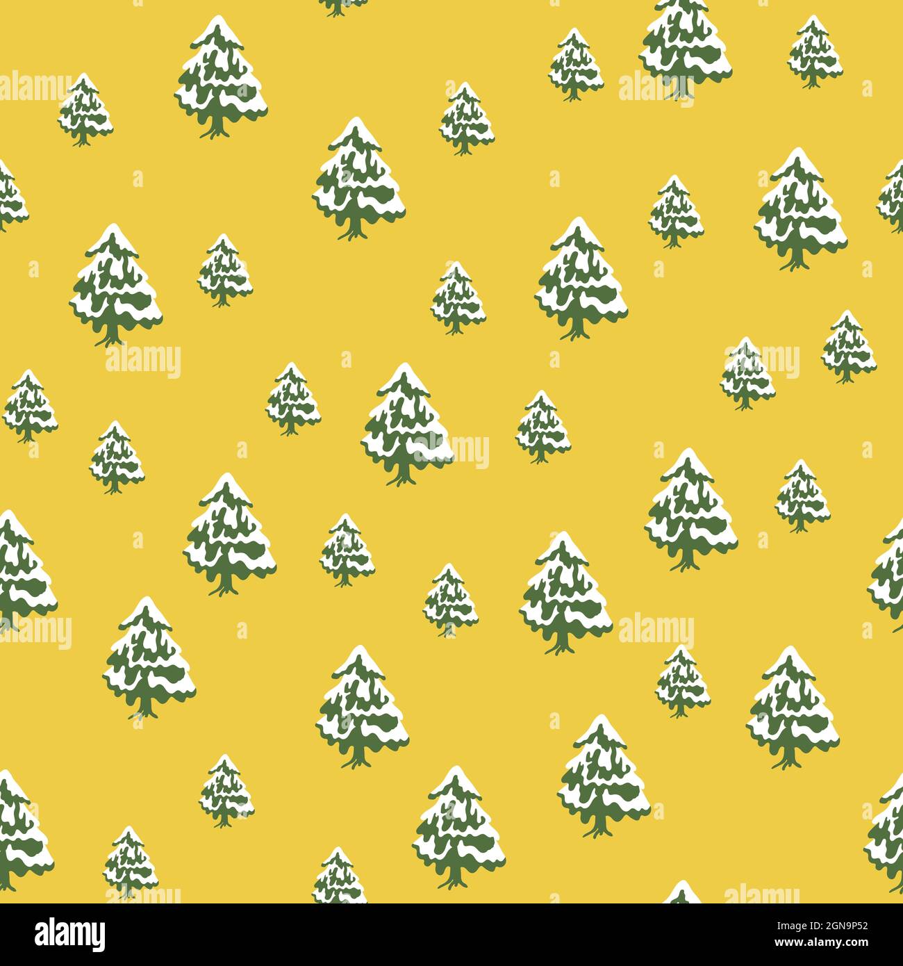 Winter seamless pattern with Christmas tree and snowflakes on color ...