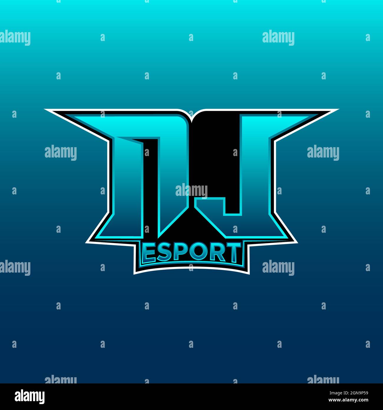 NL Logo ESport Gaming Initial with Blue Light Color design vector ...