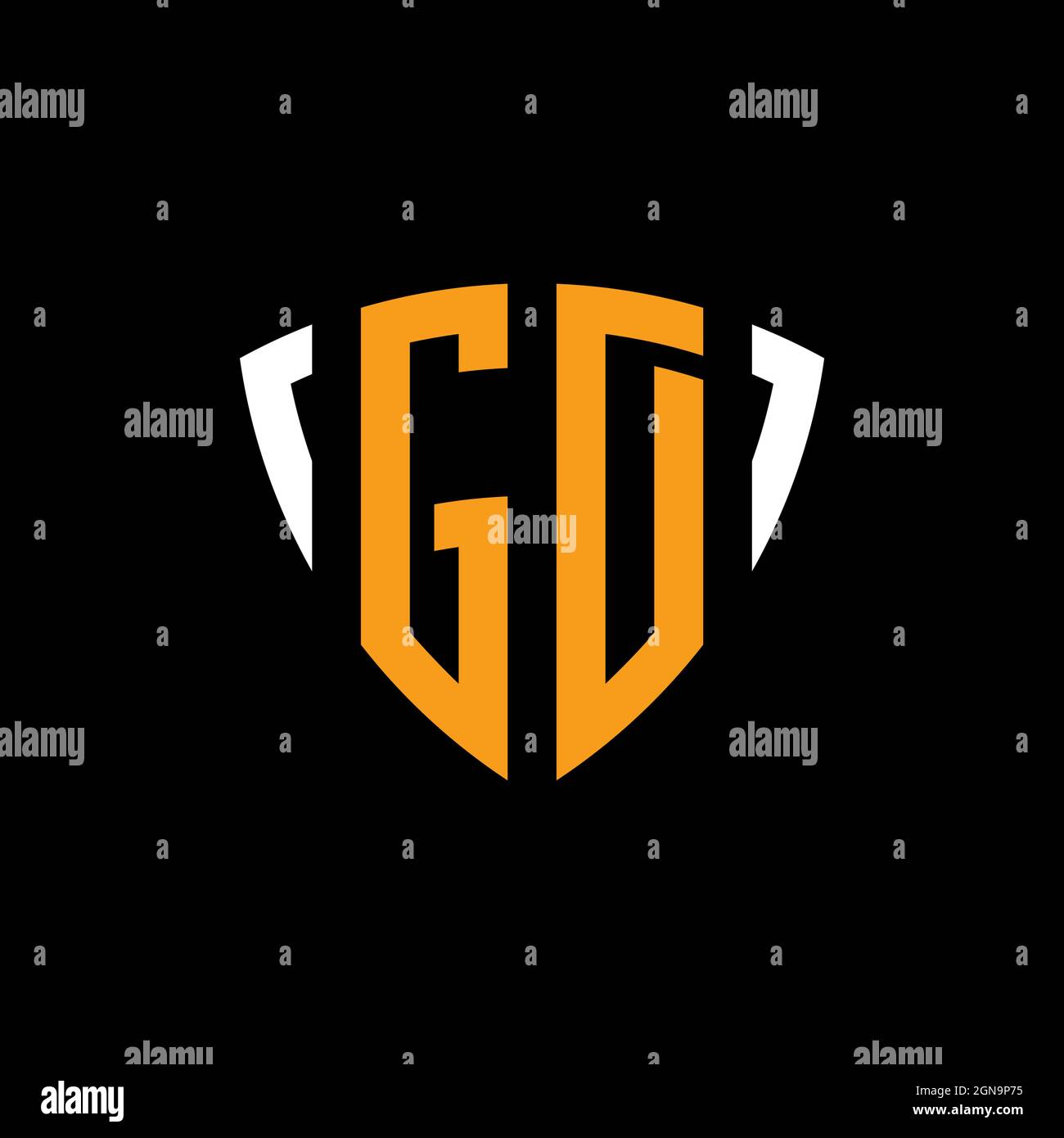 GD logo with shield white orange shape design template isolated on ...