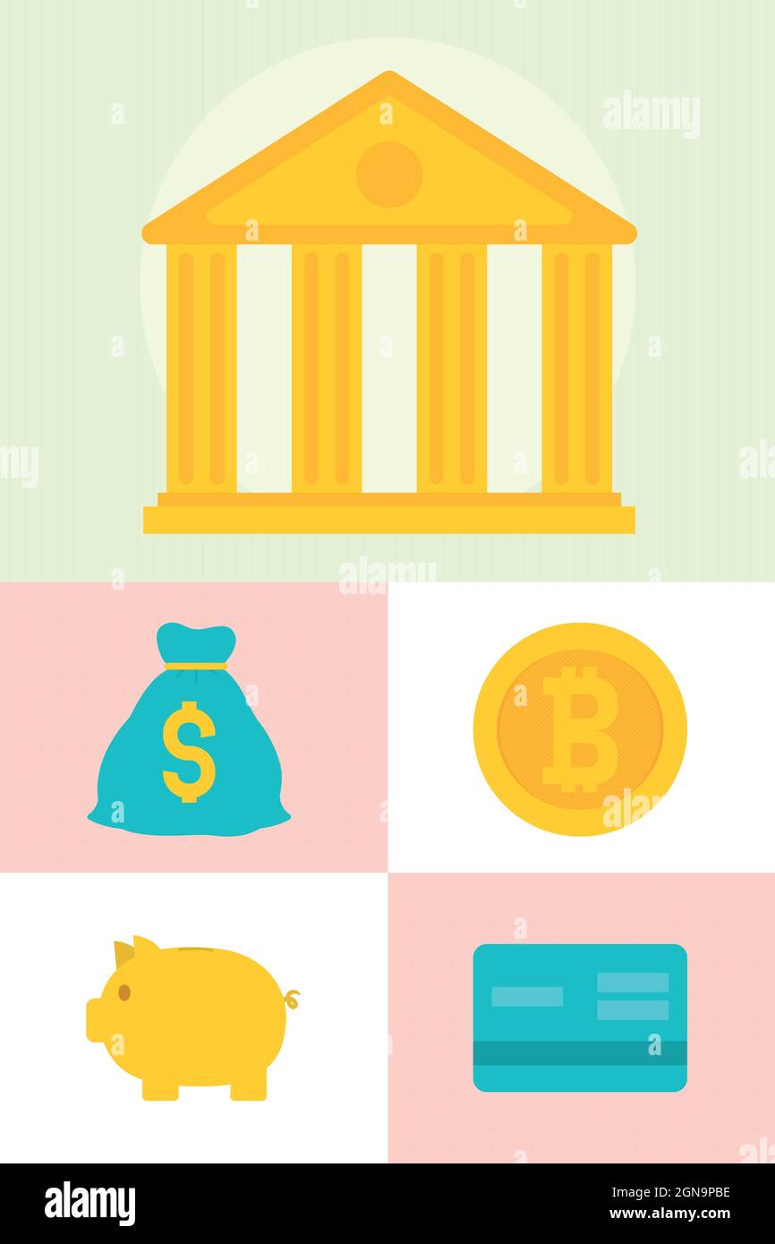 bank and money icon set Stock Vector Image & Art - Alamy