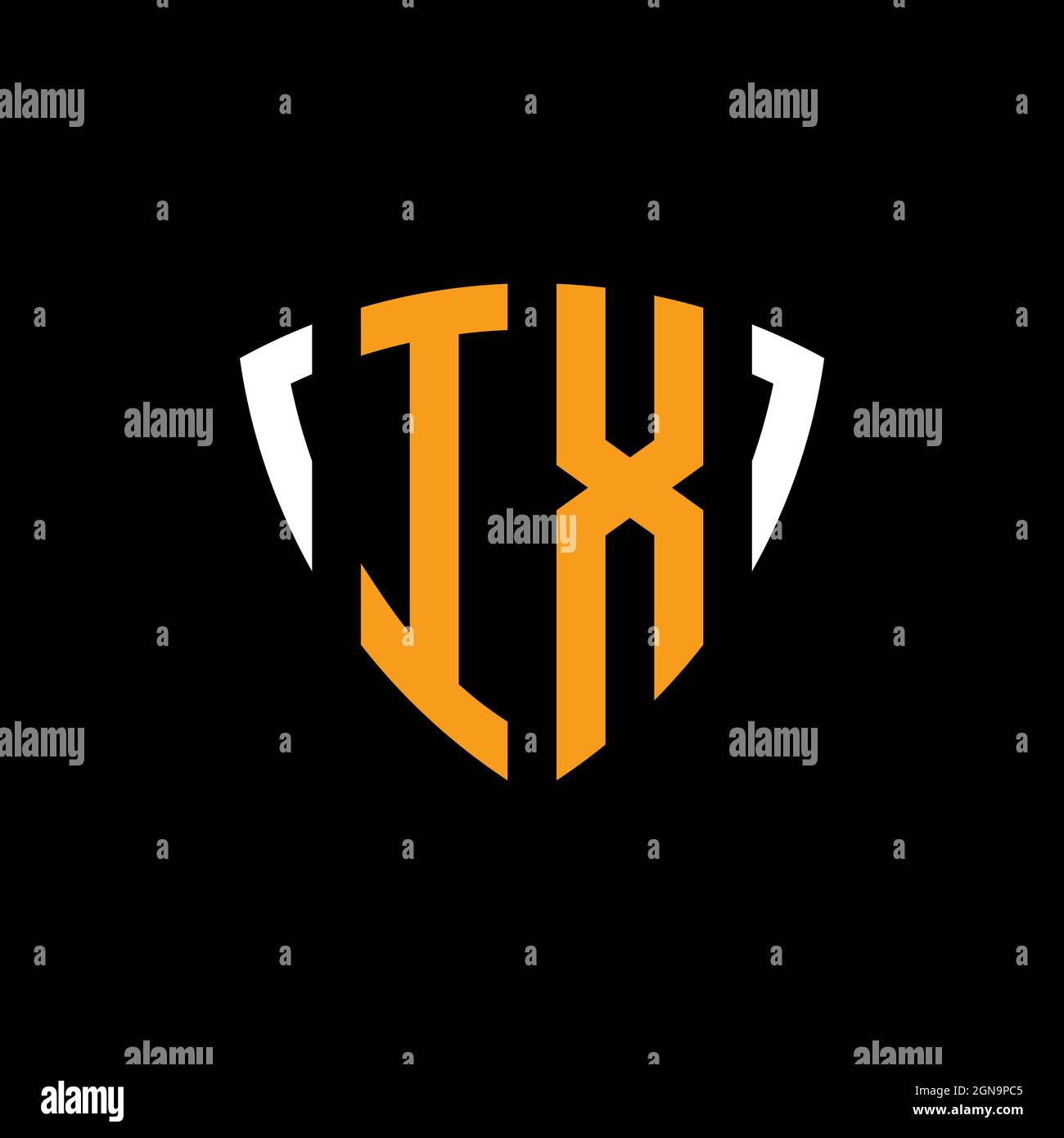IX logo with shield white orange shape design template isolated on ...