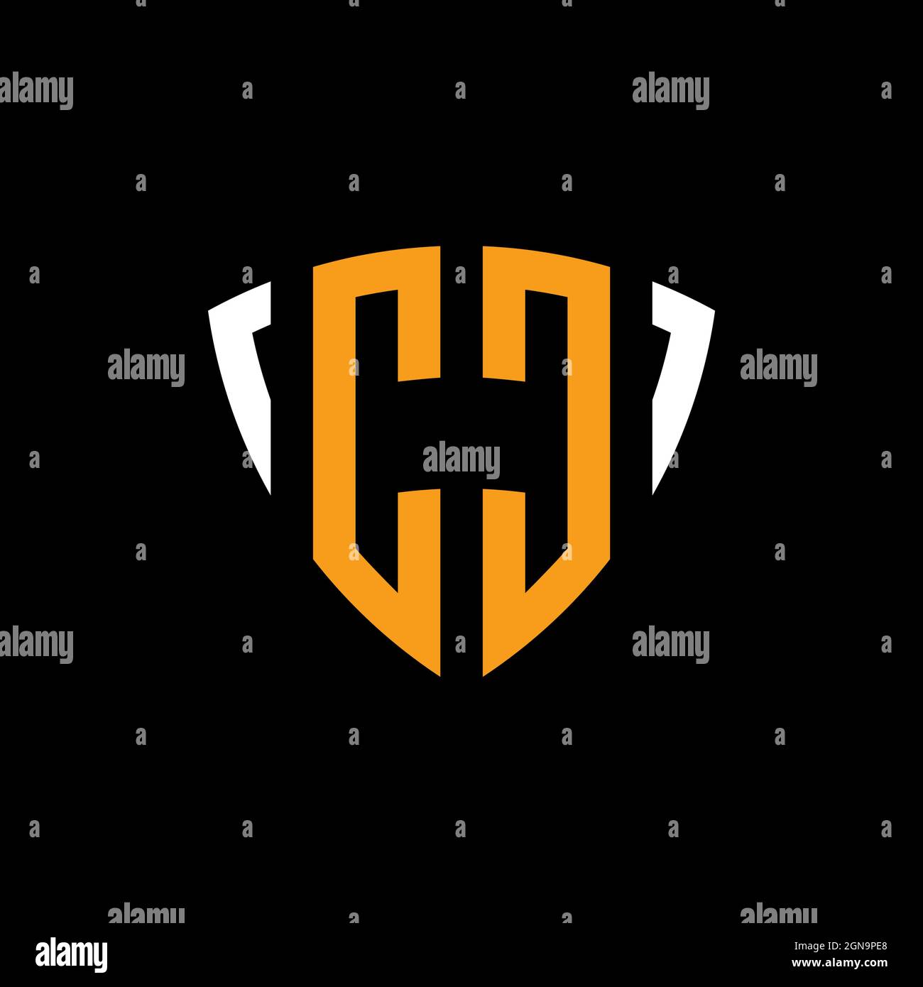 CC logo with shield white orange shape design template isolated on ...