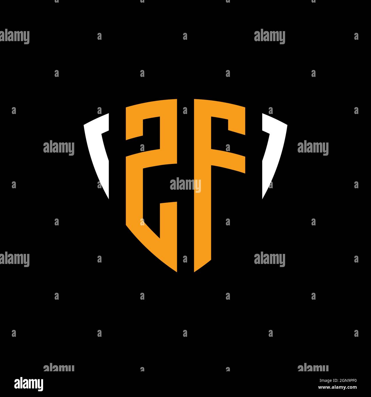 ZF logo with shield white orange shape design template isolated on ...