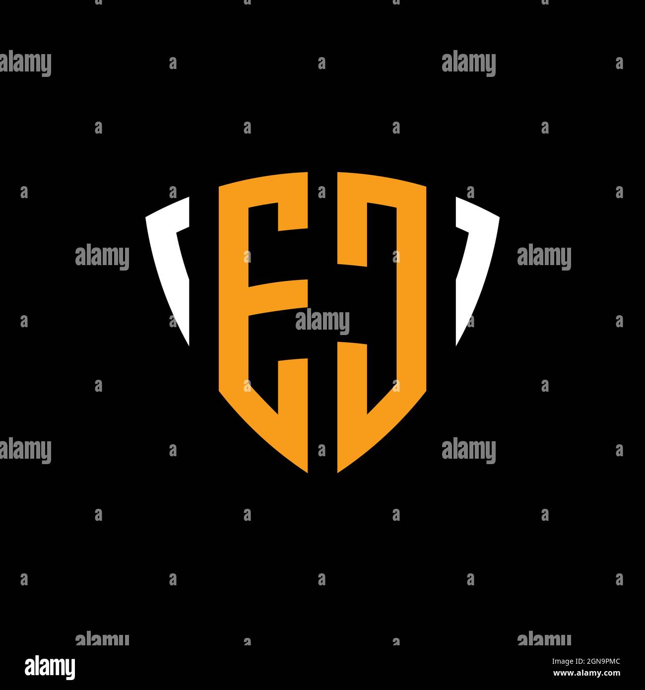 EC logo with shield white orange shape design template isolated on ...