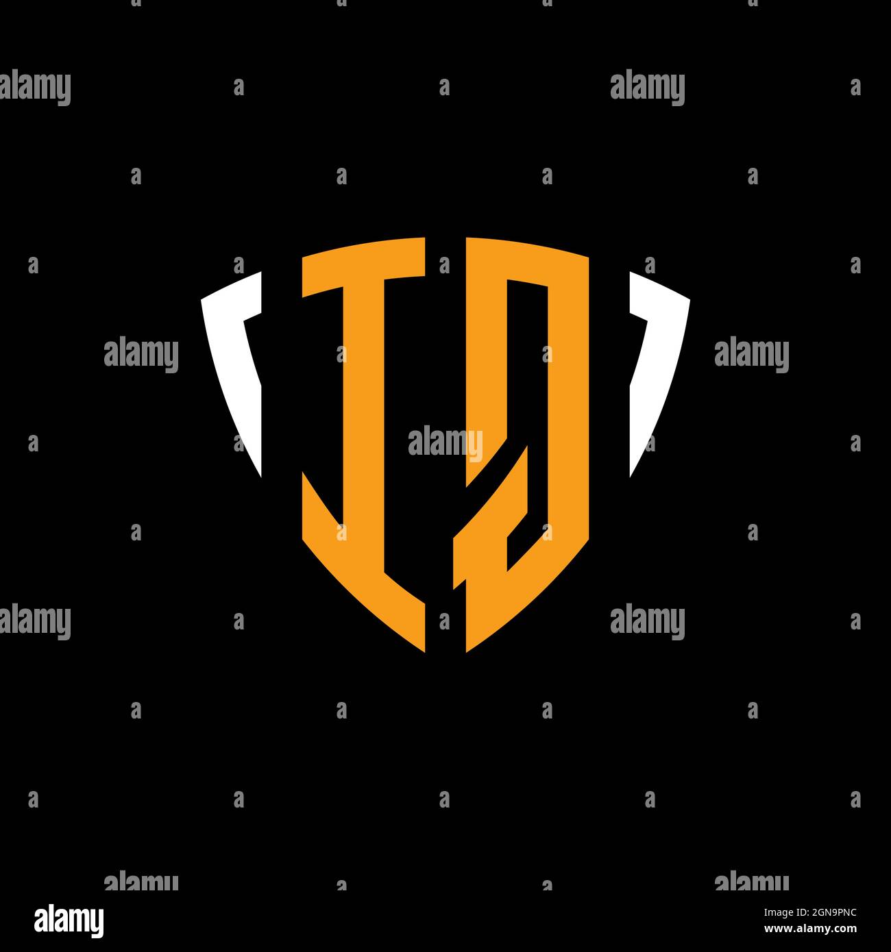 IQ logo with shield white orange shape design template isolated on ...