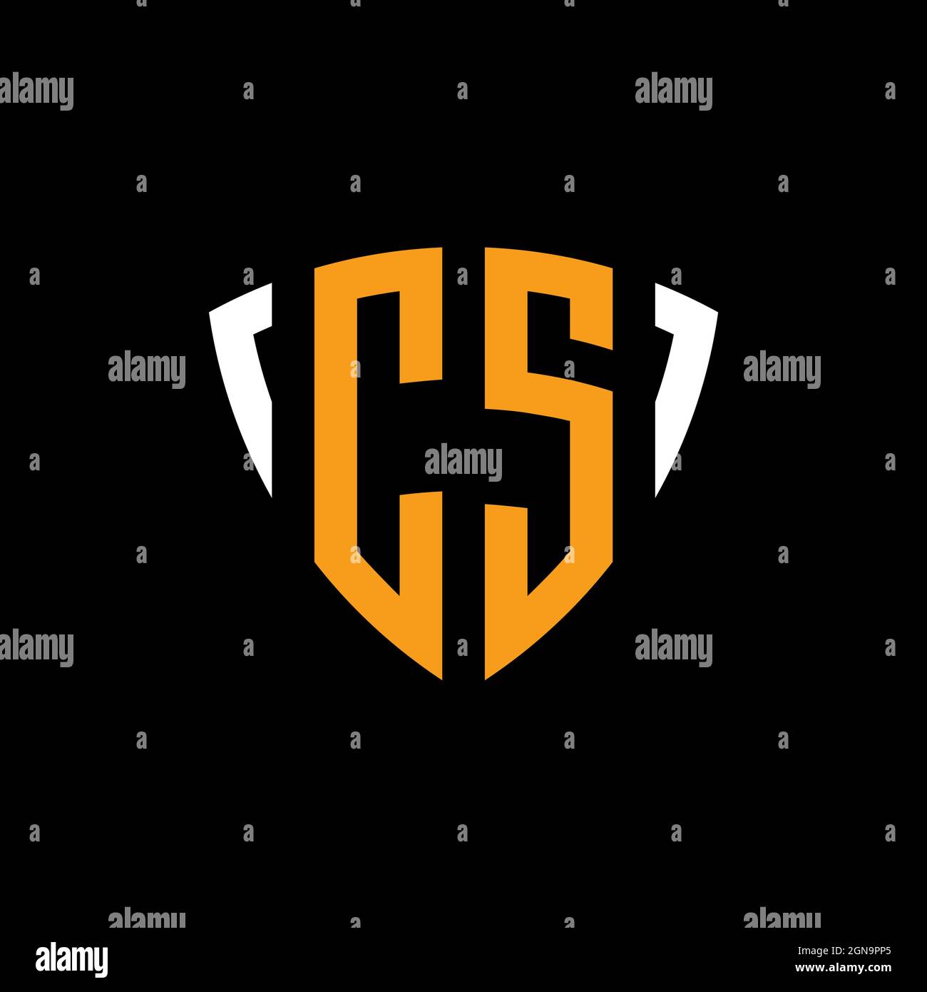 CS logo with shield white orange shape design template isolated on ...