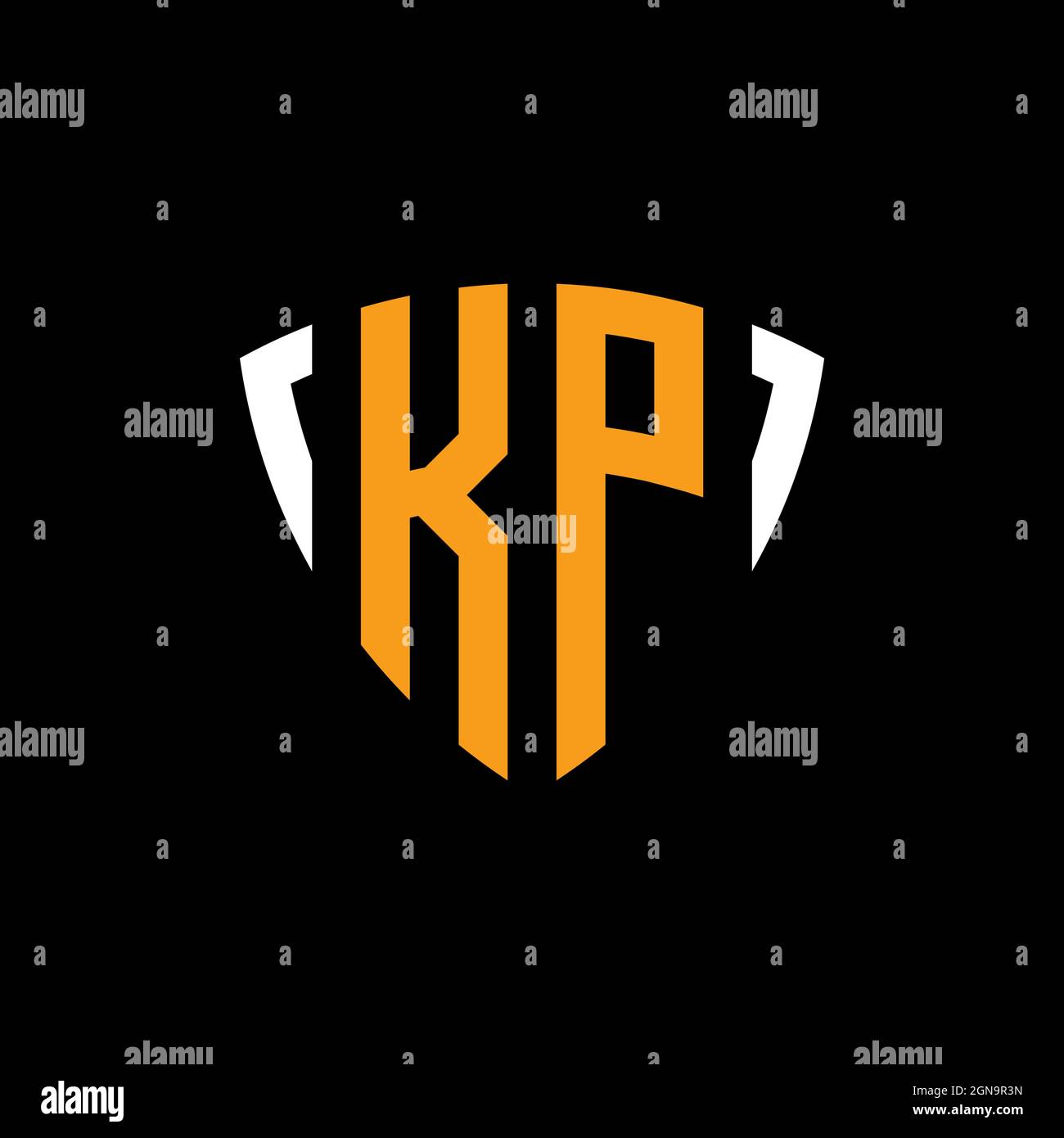 KP logo with shield white orange shape design template isolated on ...