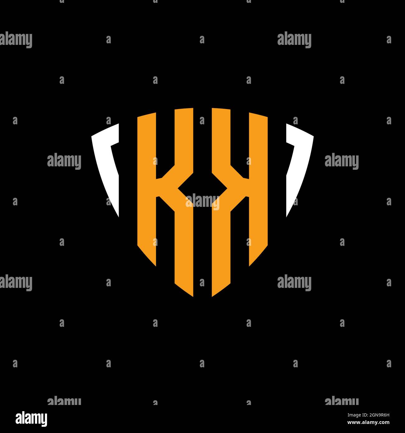 KK logo with shield white orange shape design template isolated on ...