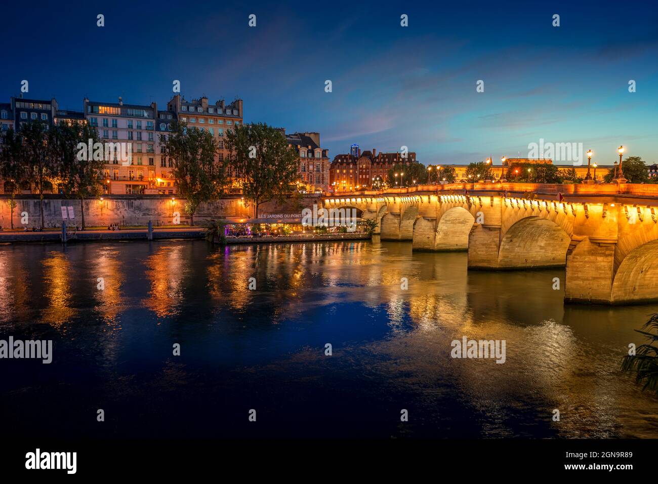 Paris, France - July 8, 2021: Pont Neuf bridge and Cite island over ...