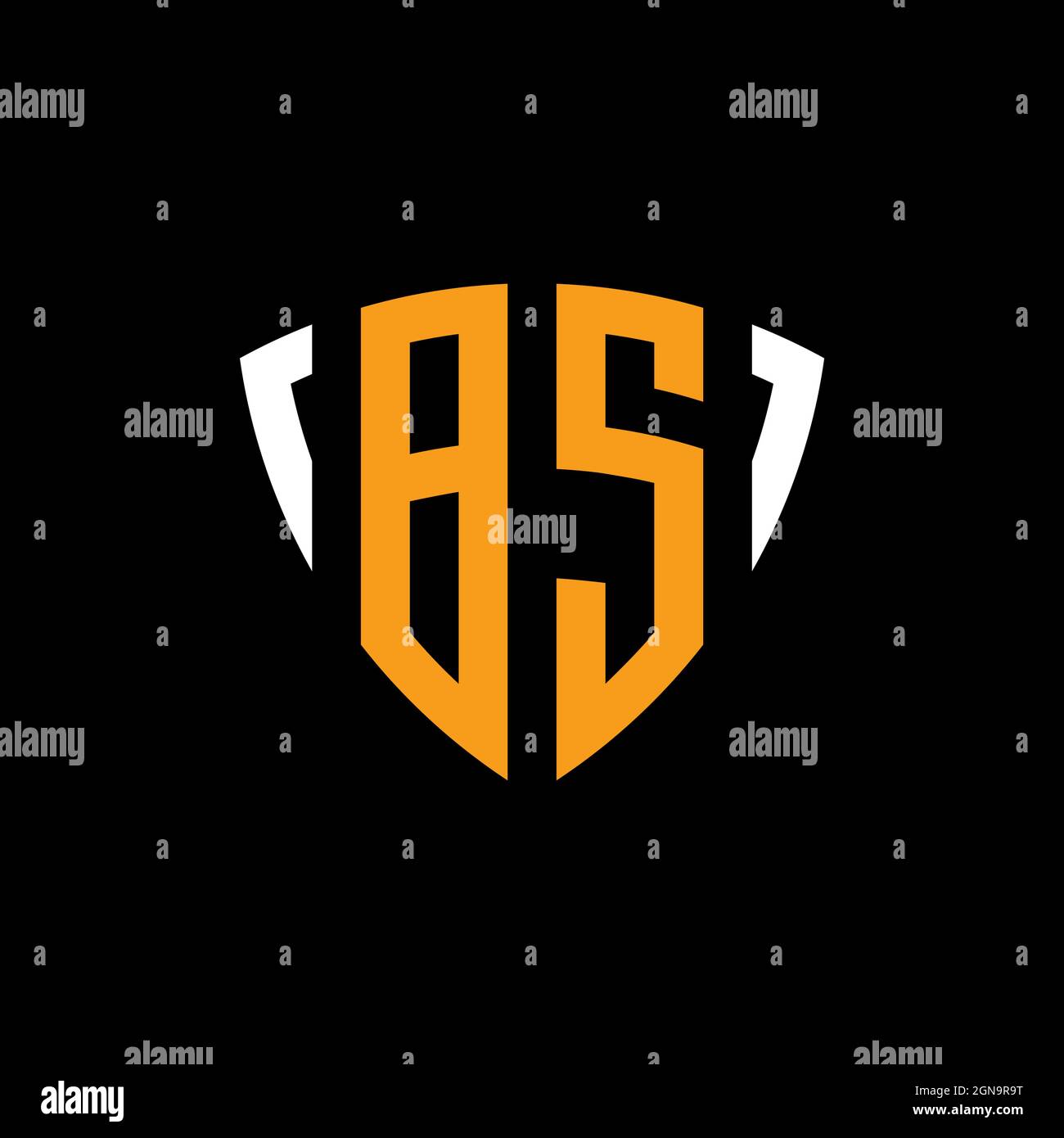 BS logo with shield white orange shape design template isolated on ...