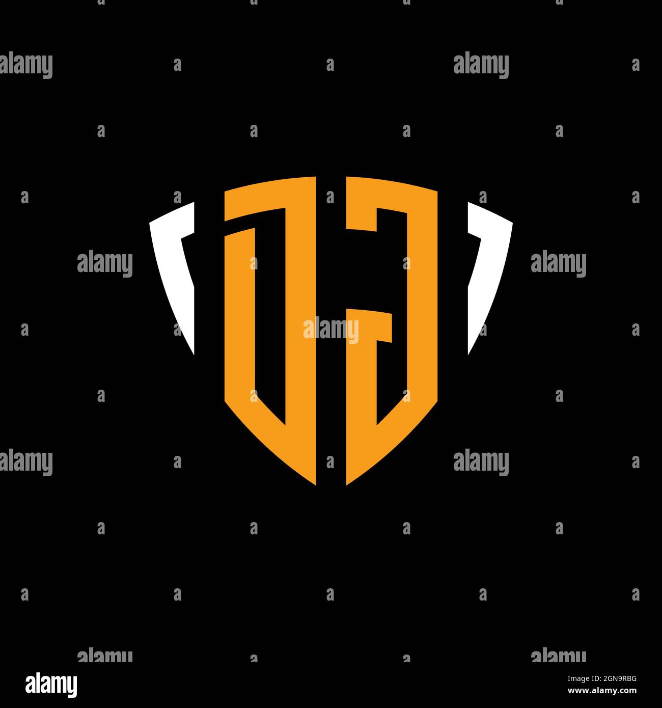 DG logo with shield white orange shape design template isolated on ...