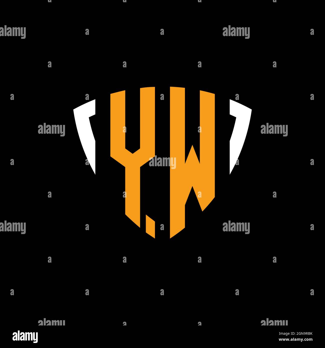 YW logo with shield white orange shape design template isolated on ...
