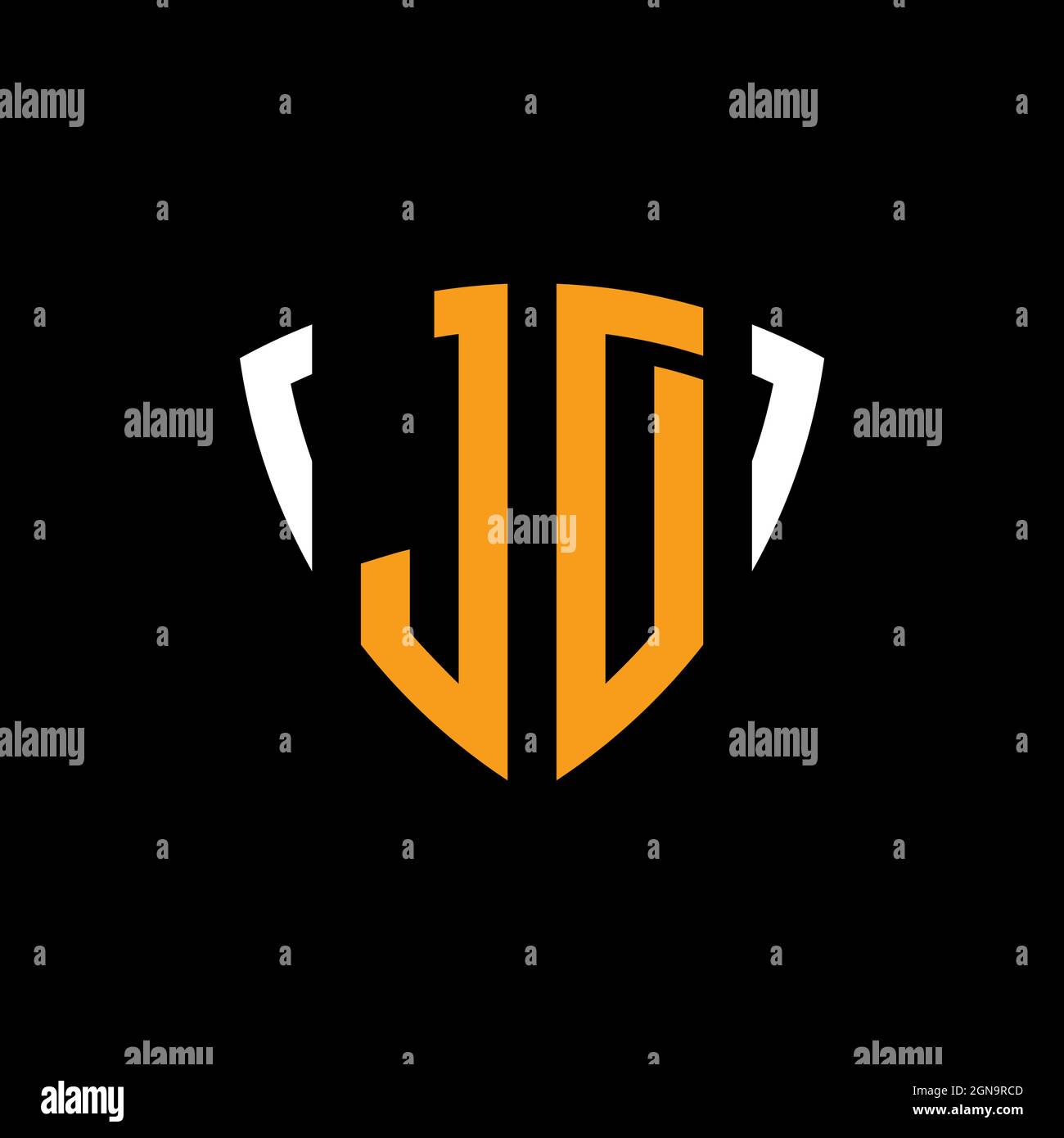 JD logo with shield white orange shape design template isolated on ...