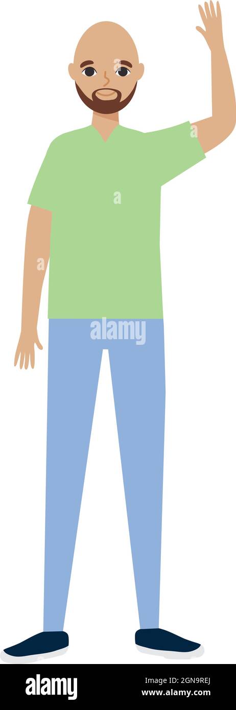 bald man standing and waving Stock Vector Image & Art - Alamy