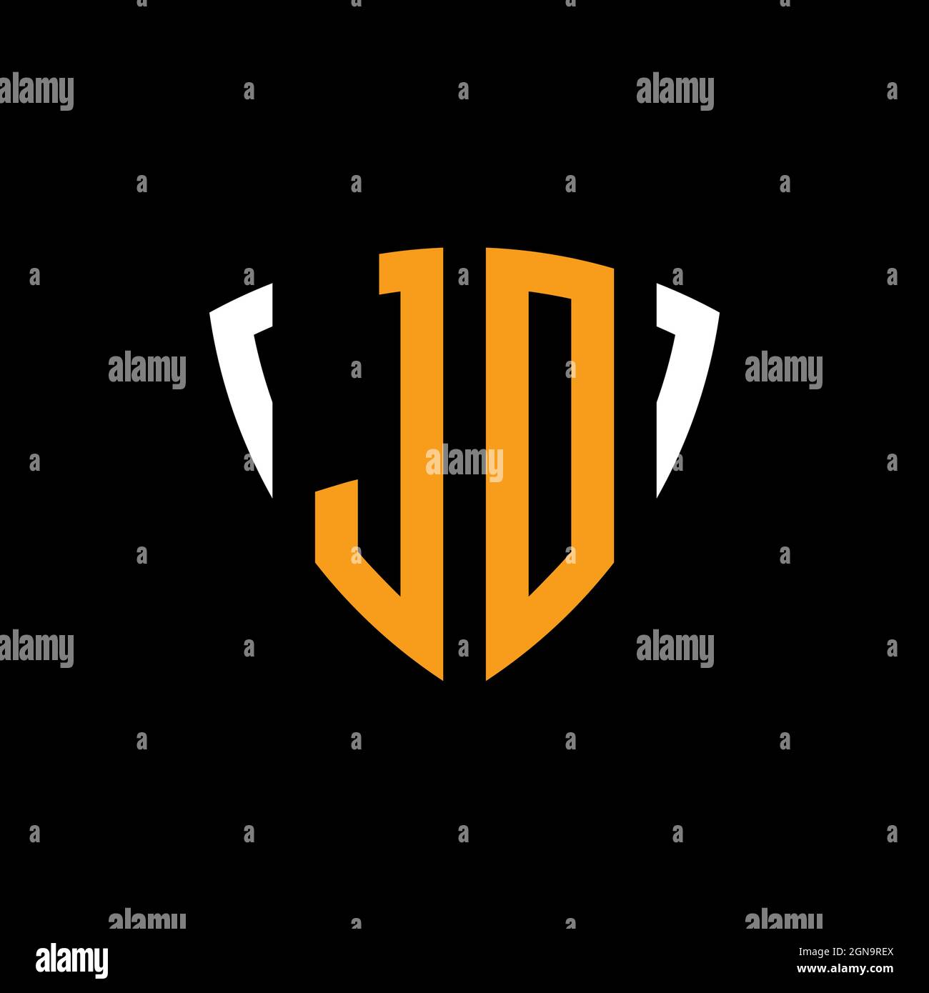 JO logo with shield white orange shape design template isolated on ...