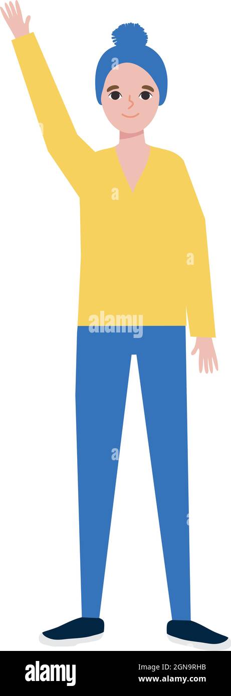 cartoon woman standing with raised arm Stock Vector Image & Art - Alamy