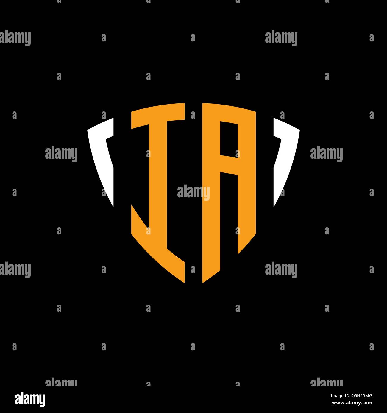 IA logo with shield white orange shape design template isolated on ...
