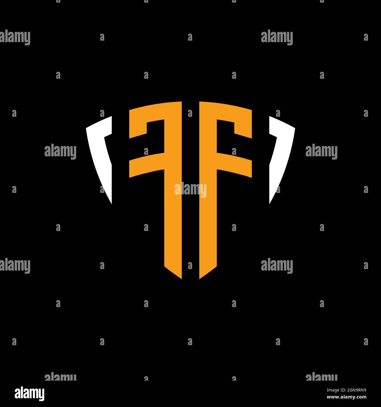FF logo with shield white orange shape design template isolated on ...