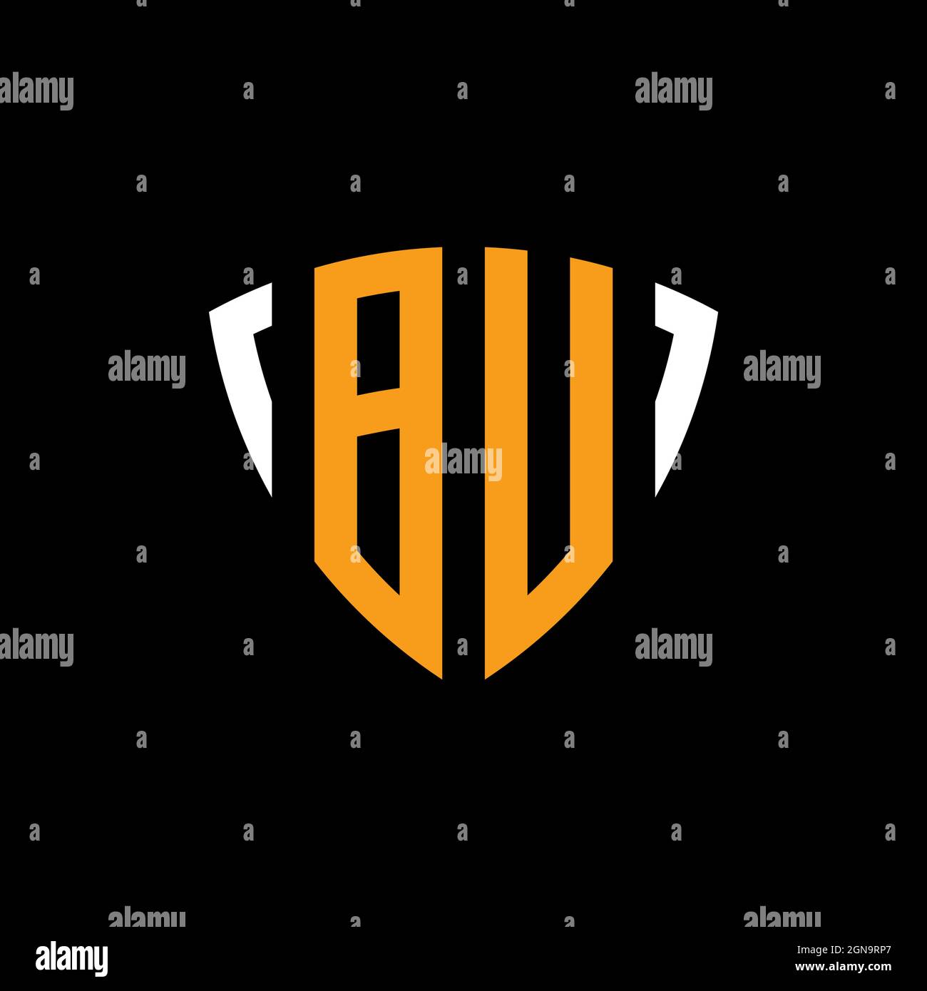 BU logo with shield white orange shape design template isolated on ...