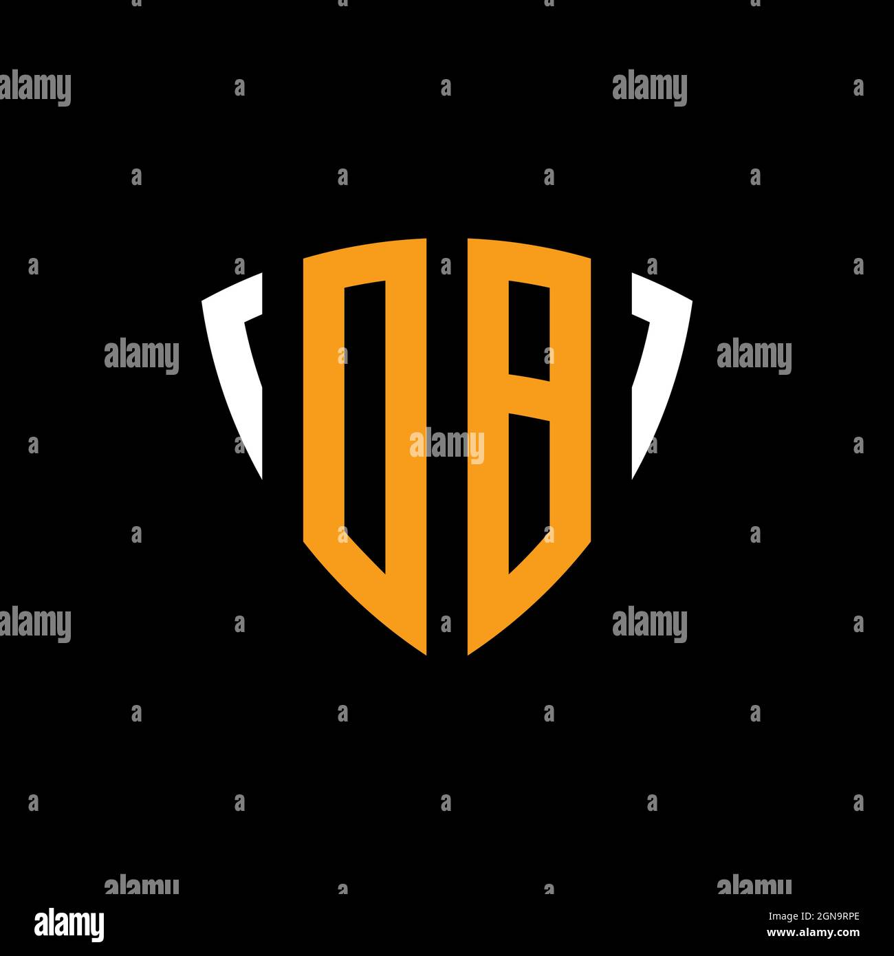 OB logo with shield white orange shape design template isolated on ...