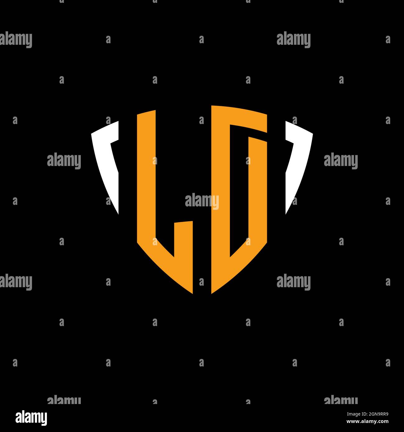 LD logo with shield white orange shape design template isolated on ...