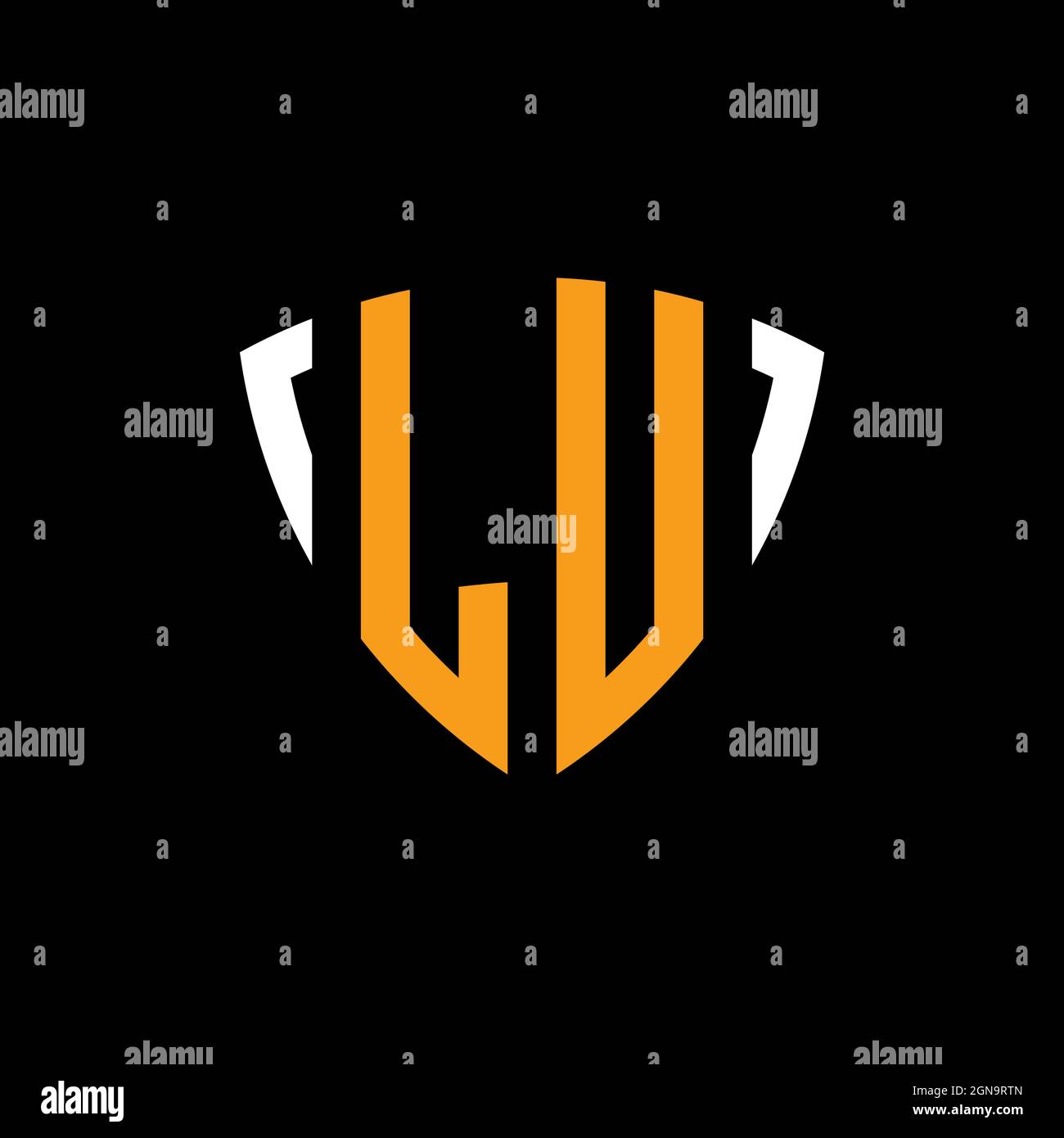 LU logo with shield white orange shape design template isolated on ...