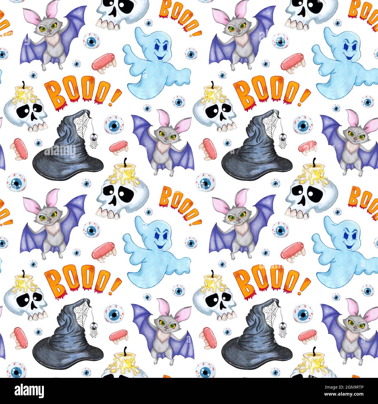 Watercolor illustration pattern for halloween. Seamless repeating print ...
