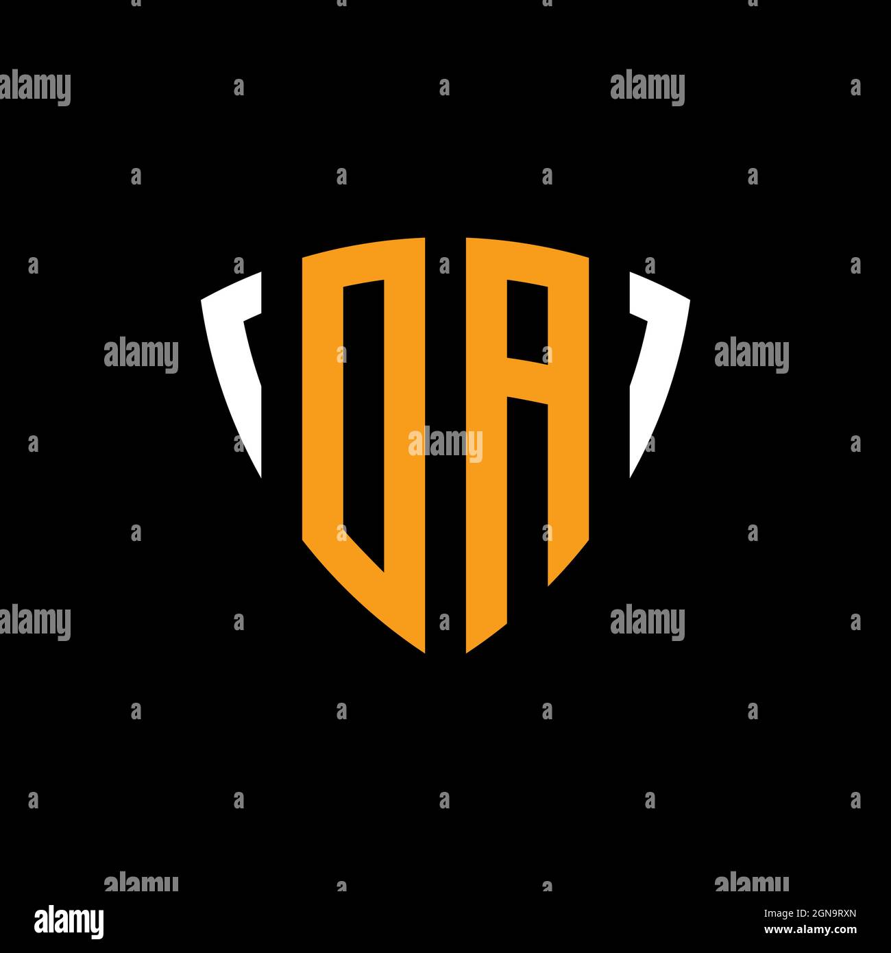 OA logo with shield white orange shape design template isolated on ...