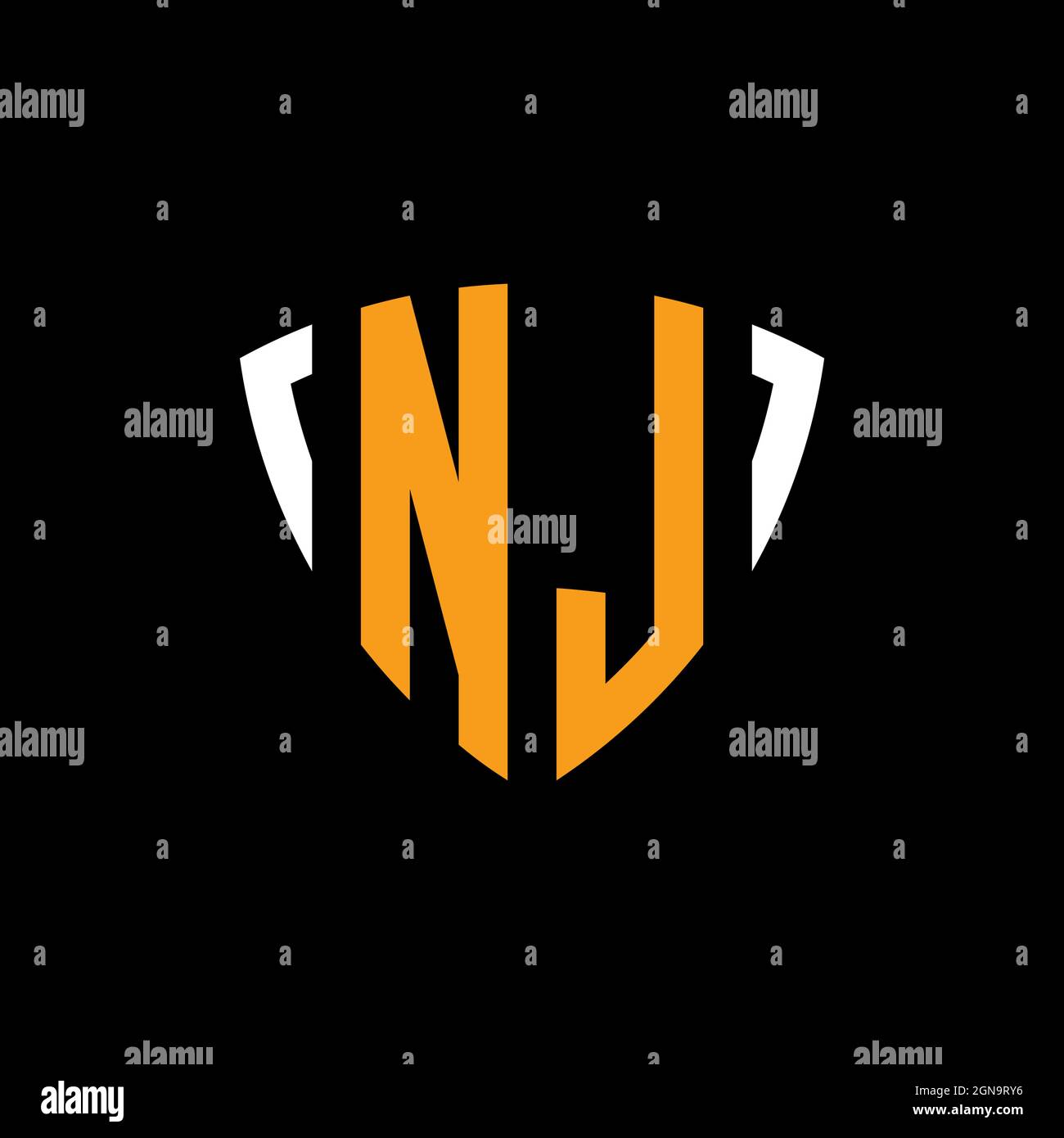 NL logo with shield white orange shape design template isolated on ...
