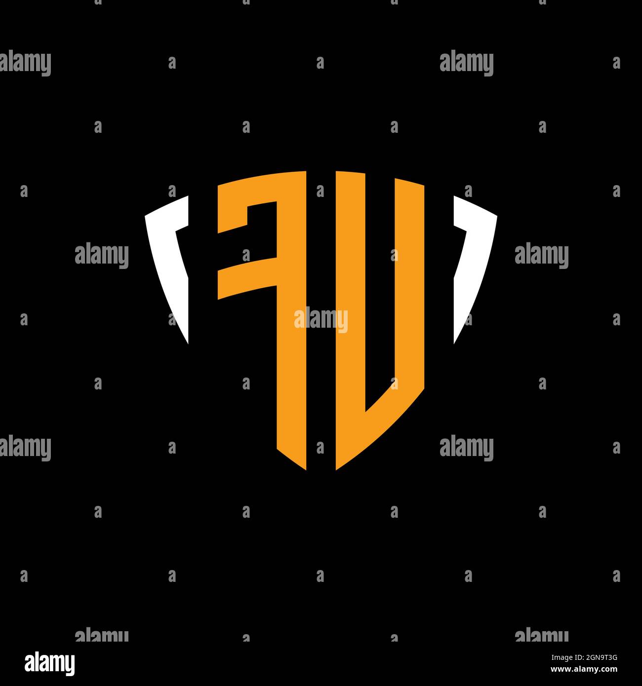 FU logo with shield white orange shape design template isolated on ...