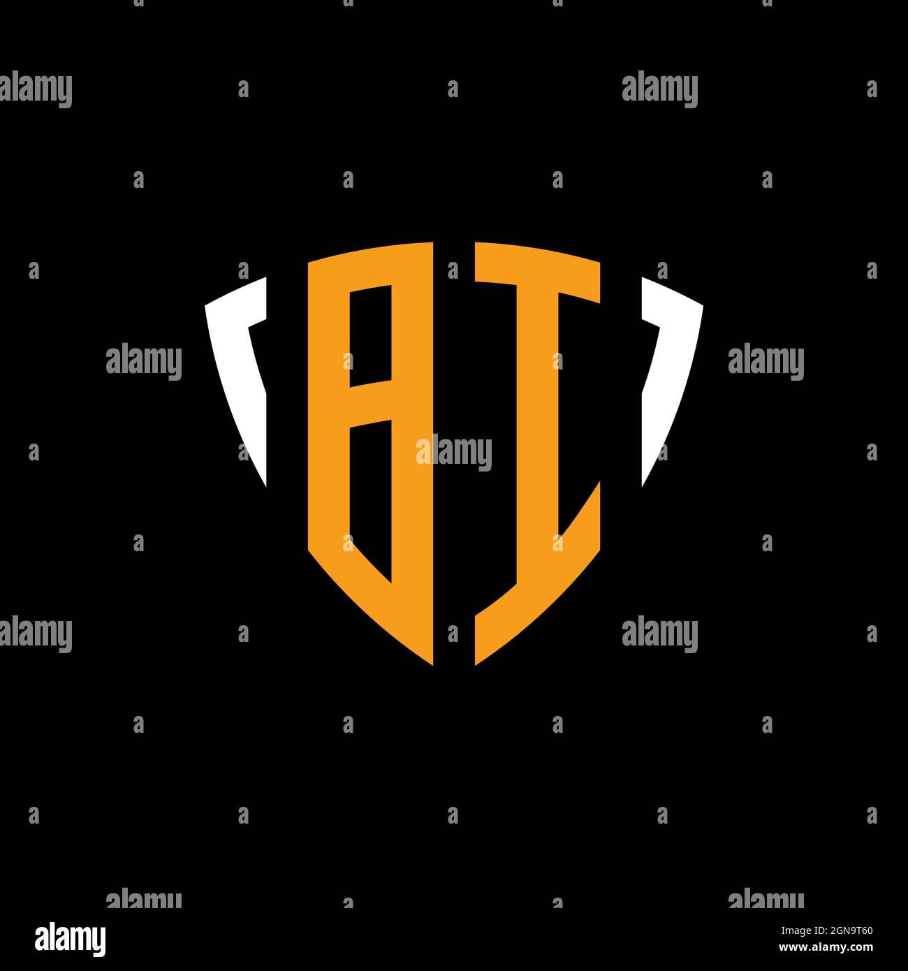 BI logo with shield white orange shape design template isolated on ...