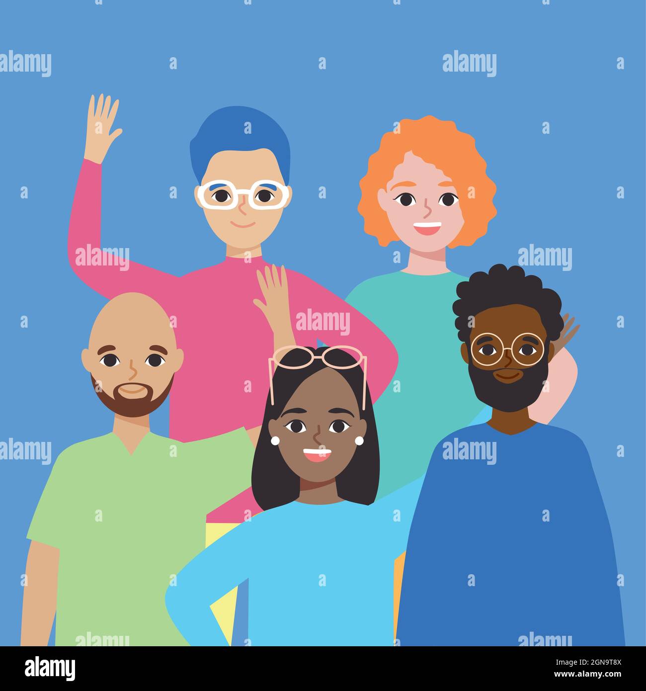 illustration of happy diversity people smiling Stock Vector Image & Art ...