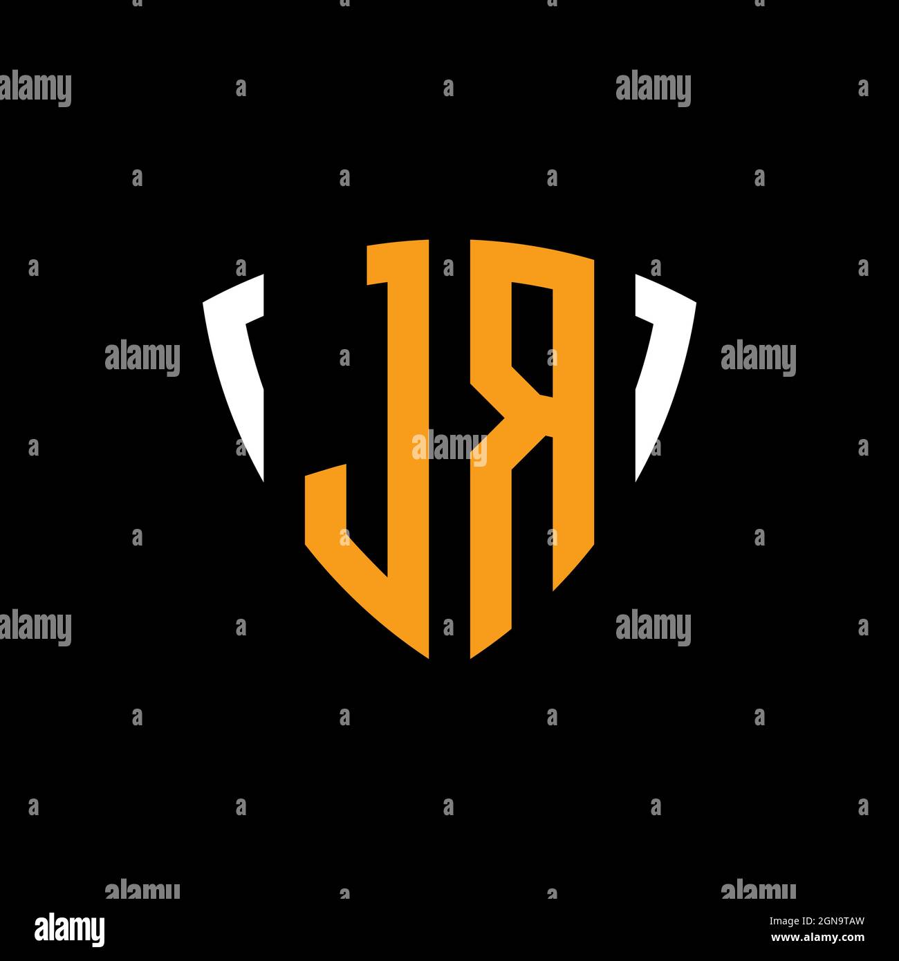 JR logo with shield white orange shape design template isolated on ...