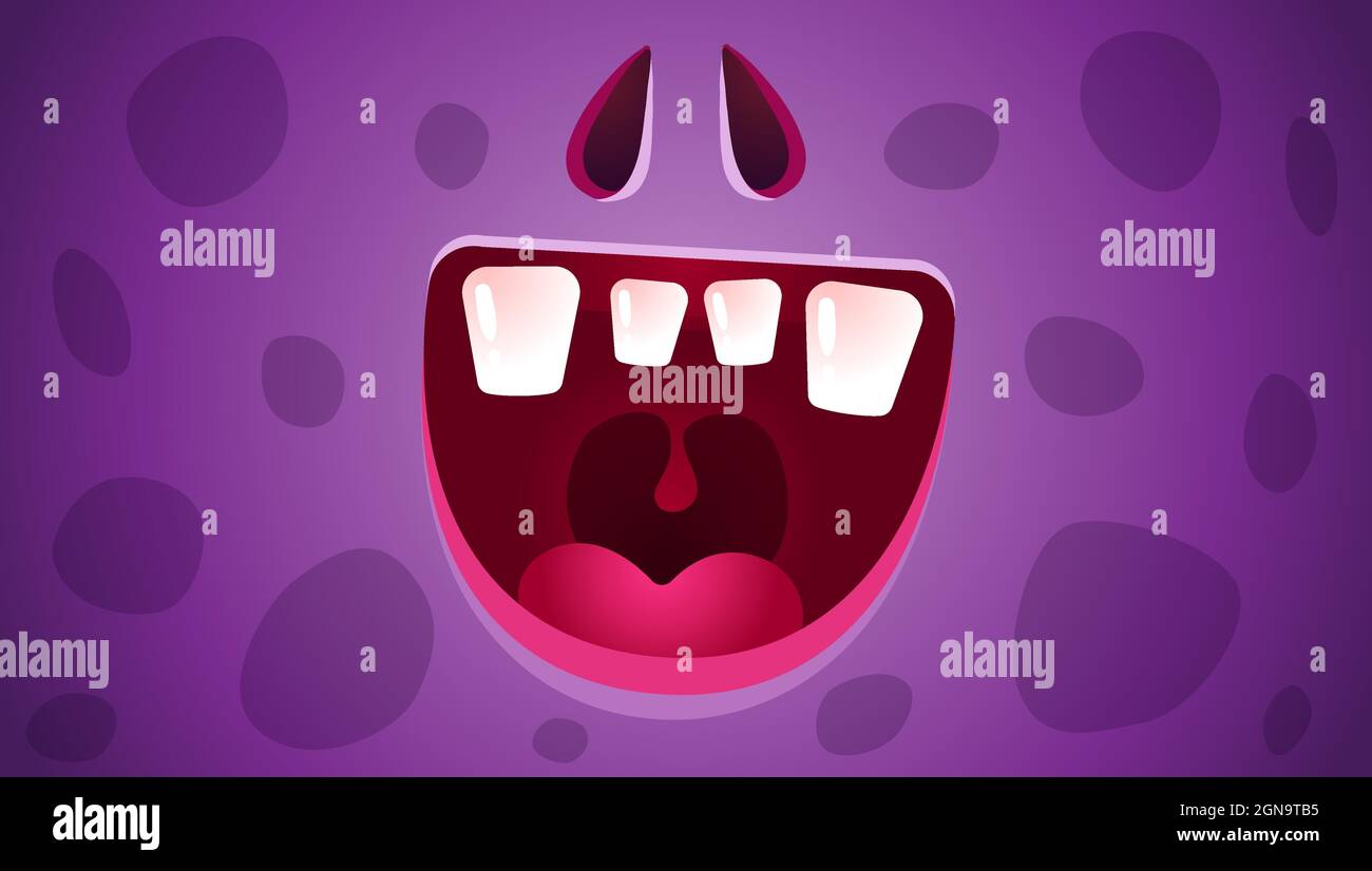 Vector cute face of purple monster for Halloween mask faces mask ...