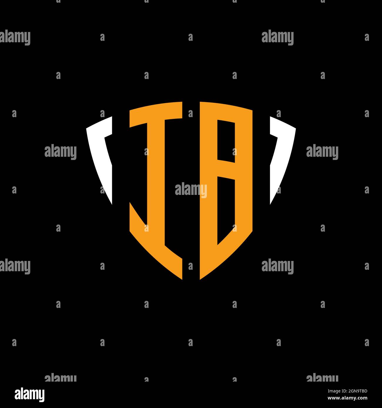 IB logo with shield white orange shape design template isolated on ...
