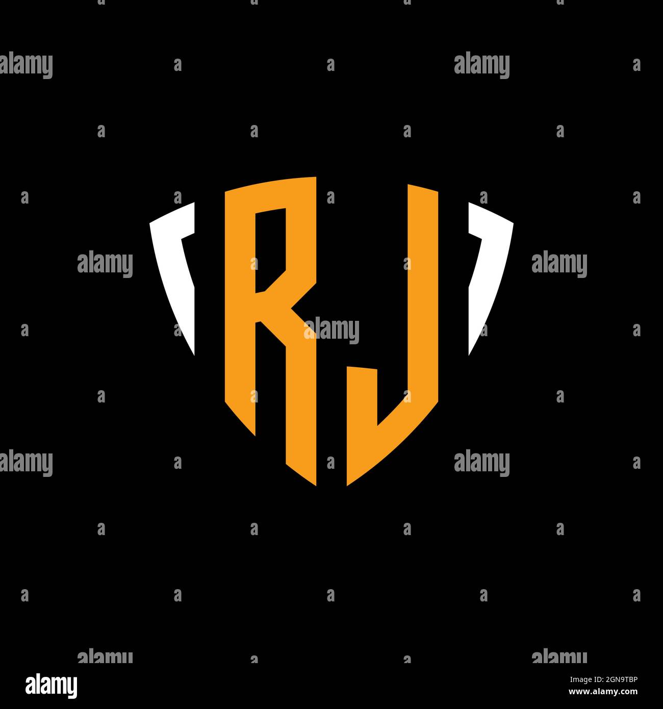 RL logo with shield white orange shape design template isolated on ...