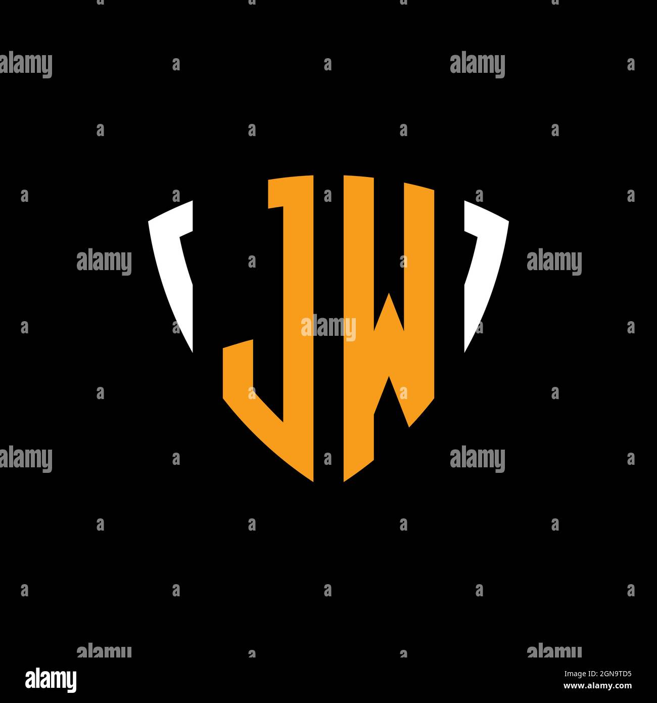 JW logo with shield white orange shape design template isolated on ...