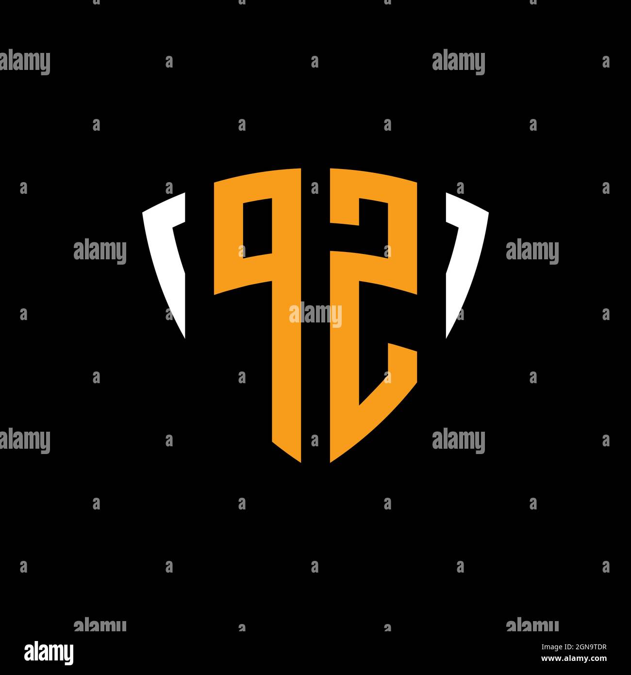 PZ logo with shield white orange shape design template isolated on ...